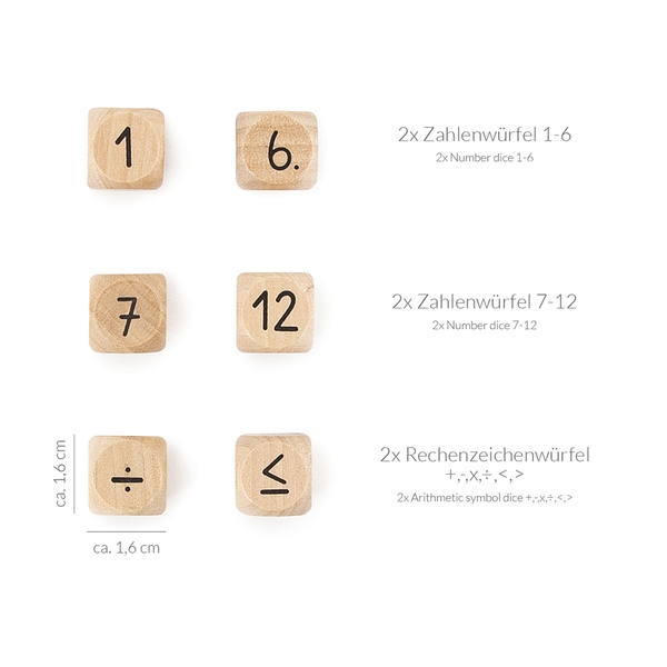 Zahlenwürfel Lernspiel, Rechen-Würfel 6er-Set | Bartl GmbH
